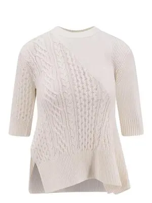Sacai Asymmetrical Cotton Blend Sweater - Multicolor