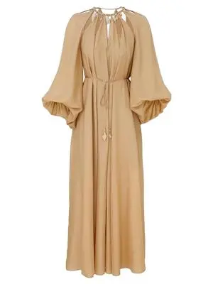 Zimmermann Mahon Long Silk Dress Gold