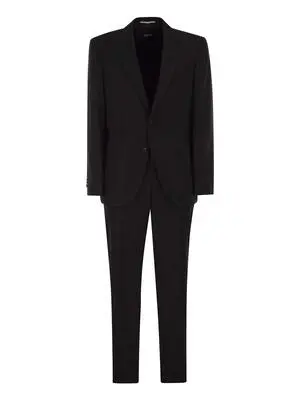 BOSS Boss Men Regular Fit Suit In Wool And Elastane Blend Black