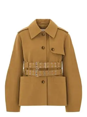 GANNI GANNI Trench Coat In Double Cotton Brown