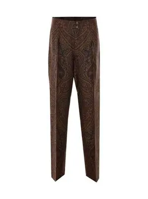 Etro Paisley Motif Pants - Brown