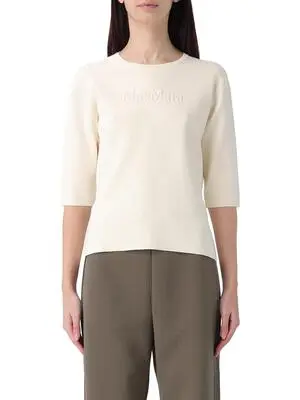 Max Mara MAX MARA Basic Crew Neck Pullover With Logo Cream