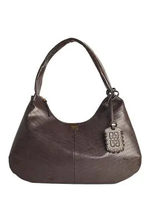 GANNI Bou Croco Xxl Recycled Leather Blend Bag - Brown