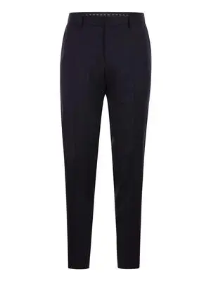 BOSS Slim Fit Trousers In Virgin Wool Serge - Blue