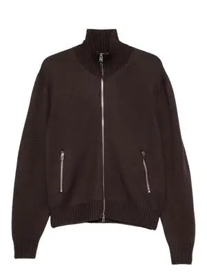 TOM FORD High Neck Zip-up Cardigan - Brown