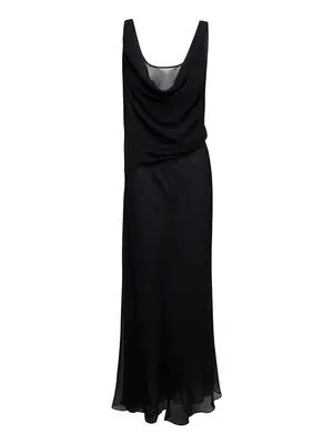 CHRISTOPHER ESBER Christopher Esber Women Long Black Relaxed Dress With Draped Neckline In Silk Woman