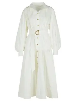 Zimmermann Cotton Belted Midi Dress - Cream