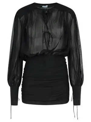 Andamane Yulia Silk Mini Dress - Black