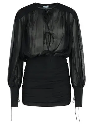 Andamane Yulia Silk Mini Dress - Black