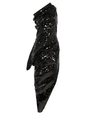 Rick Owens Sequin Embellished One-shoulder Evening Dress - Black