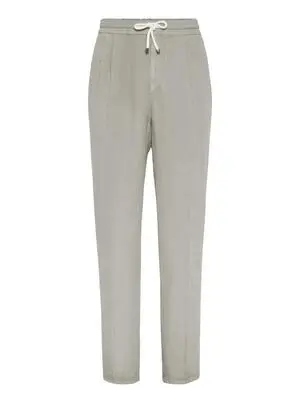Brunello Cucinelli Tapered Trousers With Drawstring - Brown