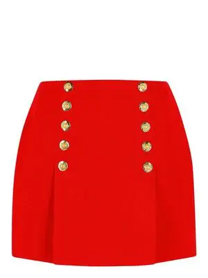 Balmain Virgin Wool Short Skirt - Red