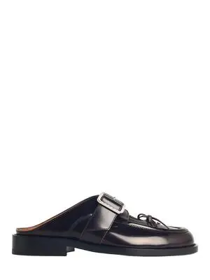 Marni Burgundy Leather Sabots - Multicolor