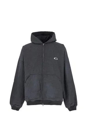 Balenciaga Cotton Logo-detail Zip-up Hooded Sweatshirt - Multicolor