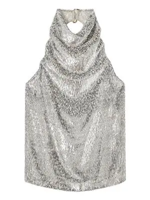 Stella McCartney Metallic Halterneck Top - Silver
