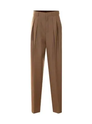 Saint Laurent Wool And Mohair Wide Pants - Brown