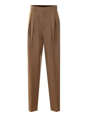 Saint Laurent Wool And Mohair Wide Pants - Brown