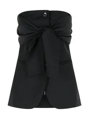 Max Mara Virgin Wool Bustier Top - Black