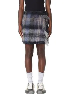 Loewe Check Wool Blend Skirt - Blue