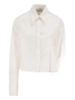 Sportmax Sportmax Women Spxcerto - Cropped Poplin Shirt With Asymmetrical Pleats White