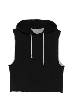 Rick Owens Marled Sleeveless Hooded Knitwear - Black