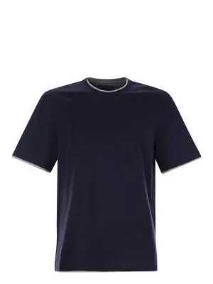 Brunello Cucinelli Slim Fit Crew-neck T-shirt In Lightweight Cotton Jersey - Blue