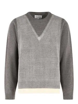 MAISON MARGIELA Virgin Wool Fused Effect Sweater - Cream