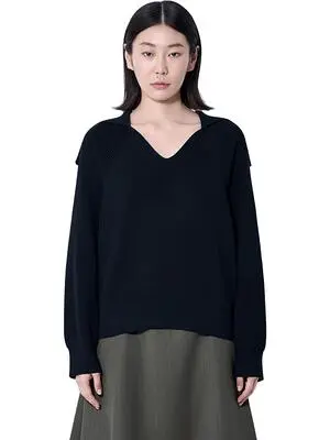 BOTTEGA VENETA BOTTEGA VENETA Cotton Ribbed Spread Collar Sweater