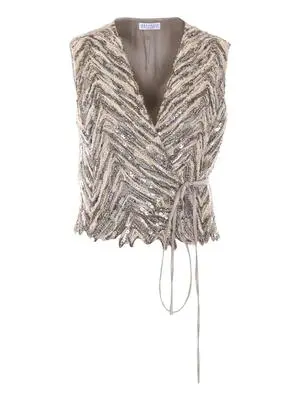 Brunello Cucinelli Dazzling Chevron Gilet - Cream