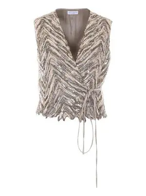 Brunello Cucinelli Dazzling Chevron Gilet - Cream