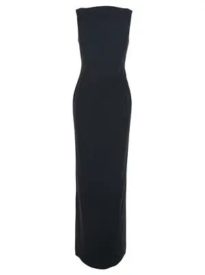 Solace London Long Dress With Square Neckline And Cut-out Back - Black