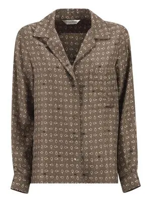 Max Mara Mxmdisco Semi-fitted Printed Silk Shirt - Brown