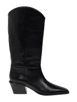 Paris Texas Bettina Leather Pointed Toe Boots 50mm - Black