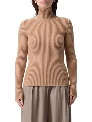 Max Mara MAX MARA Turtleneck Ribbed Knit Sweater Brown