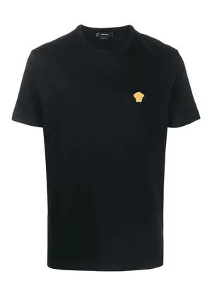 Versace T-shirt With Medusa Embroidery - Black