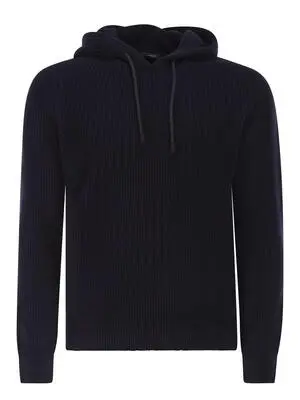 Tagliatore Ribbed Hooded Jumper - Blue