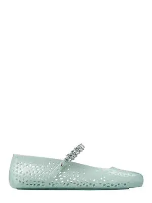 JIMMY CHOO Crystal Embellished Jelly Flats - Green
