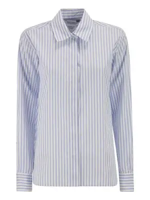 Max Mara Max Mara Women Mxmaccenni - Striped Poplin Shirt Blue