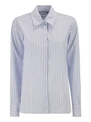 Max Mara Max Mara Striped Poplin Shirt Blue