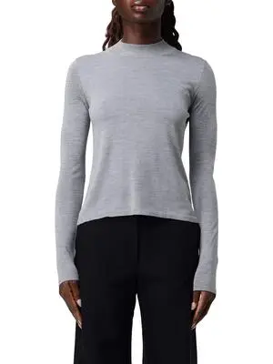 Max Mara MAX MARA Silk Long Sleeve Fine Knit Sweater Gray
