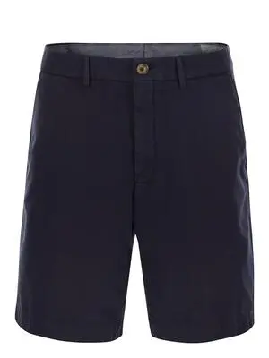 Brunello Cucinelli Cotton Gabardine Bermuda Shorts - Blue