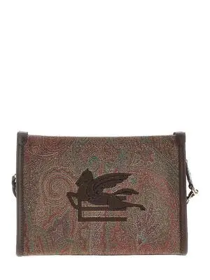 Etro Paisley Pouch With Pegaso Patch - Brown