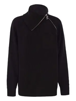 Sportmax Salpa Cashmere-blend Sweater With Zip - Black