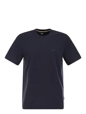 BOSS Cotton Jersey T-shirt With Logo - Blue