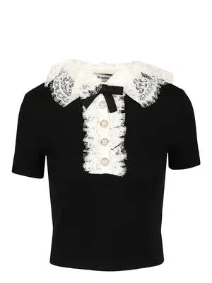 SELF-PORTRAIT Knitted Top - Black