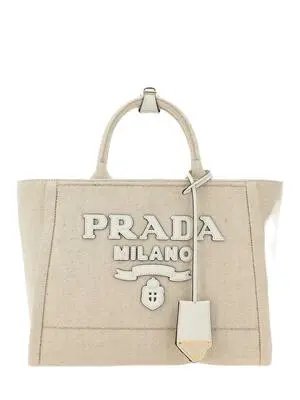 Prada Canvas Shopping Bag - Brown