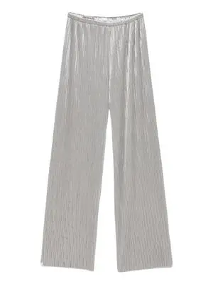 FORTE_FORTE FORTE_FORTE Metallic Plissé Palazzo Pants Gray
