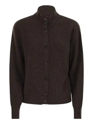 Peserico Wool, Silk, And Cashmere Button-up Cardigan - Brown