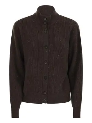 Peserico Wool, Silk, And Cashmere Button-up Cardigan - Brown