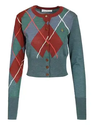 VIVIENNE WESTWOOD Argyle Wool And Cotton Blend Cardigan - Multicolor